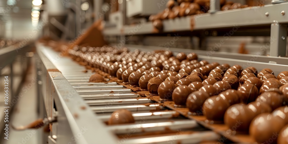 Modernized chocolate candy production line in confectionery factory now ...