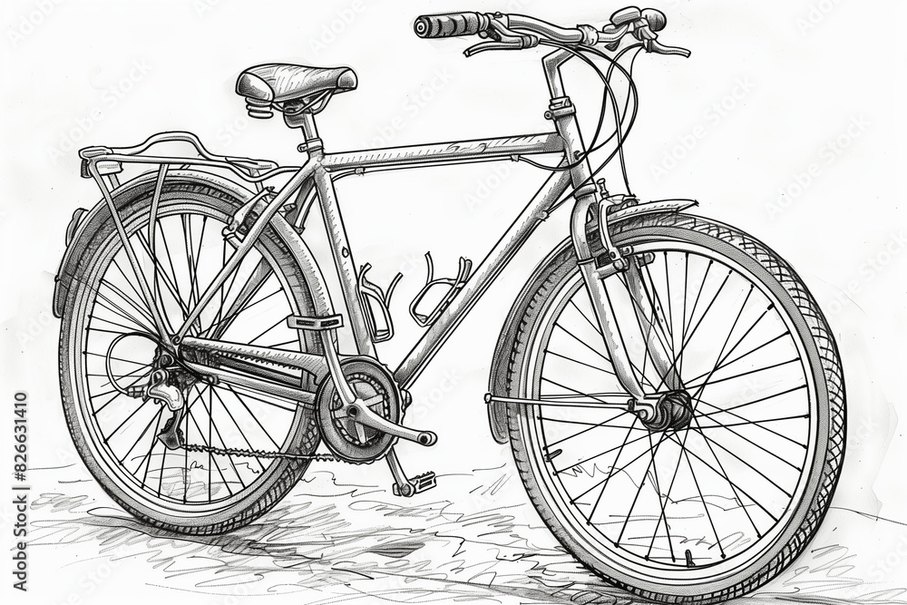 simple doodle bicycle simple line art drawing in hand drawn style on ...