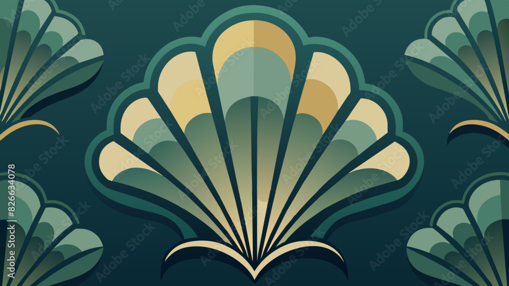 Elegant Art Deco Shell Pattern in Vintage Color Palette Stock Vector ...