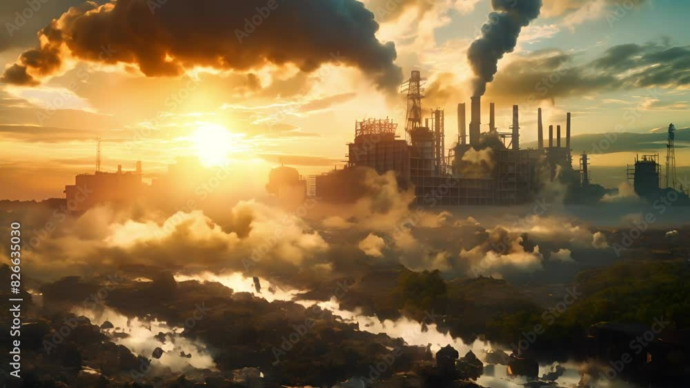 Global warming, a boiling world and hotter climate change. Industrial ...