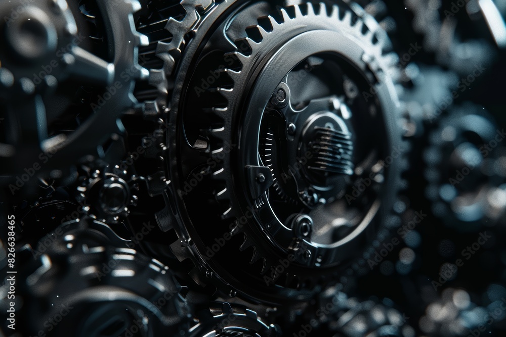 Black gear background with an engineering education banner, rendered ...