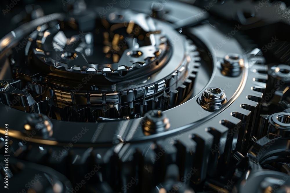 Black gear background with an engineering education banner, rendered ...
