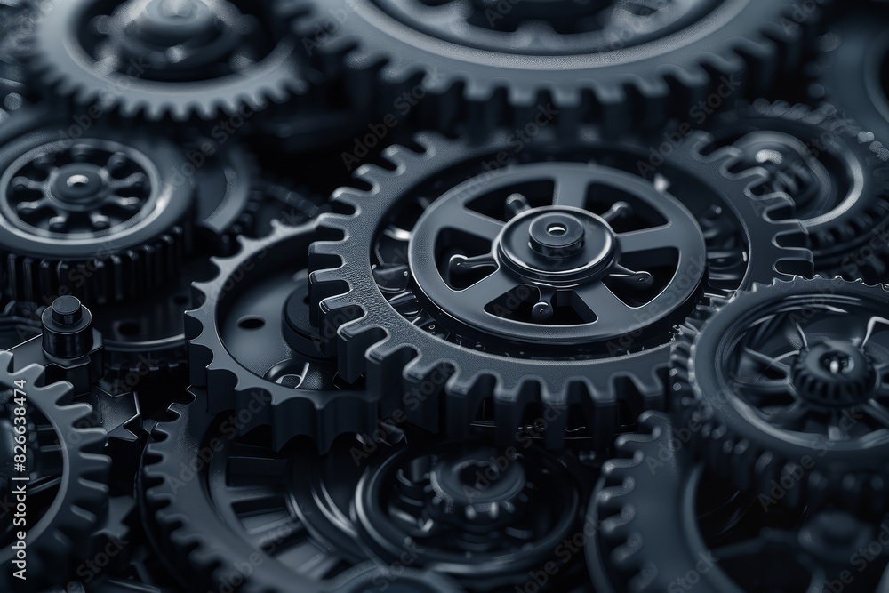 Black gear background with an engineering education banner, rendered ...