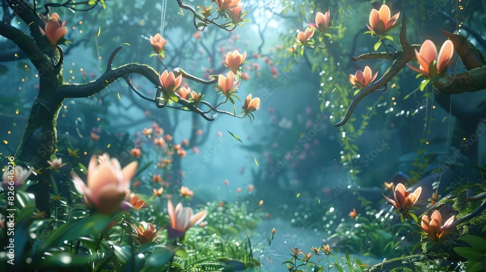 Enchanted garden wallpaper with AI-powered blooming and closing flowers ...