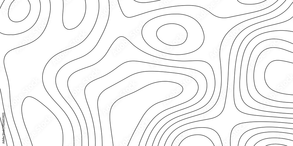Black and white abstract topographic contours map background ...