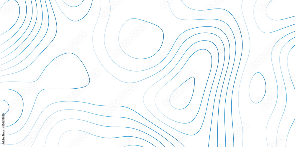 Blue and white abstract topographic contours map background ...