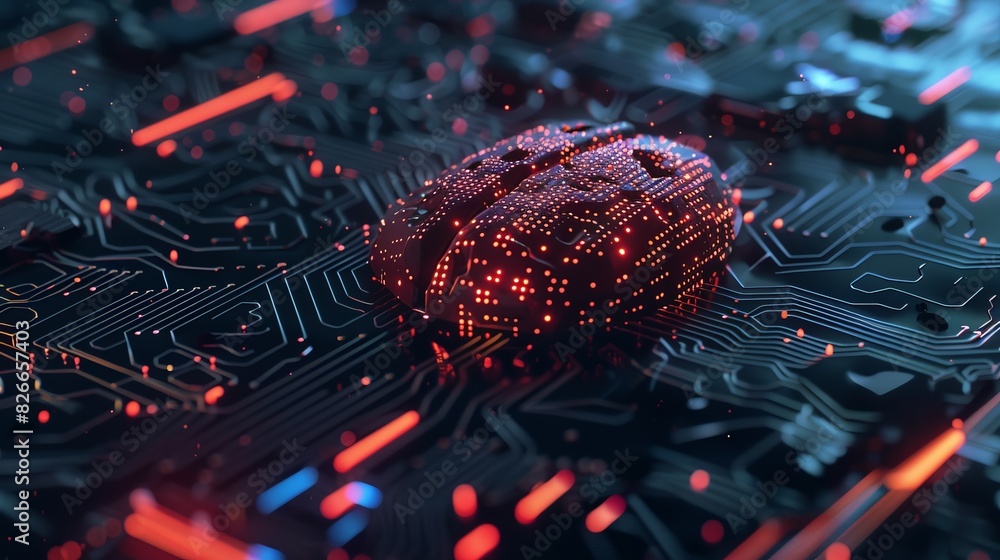 Futuristic brain illustration with glowing lights symbolizing ...