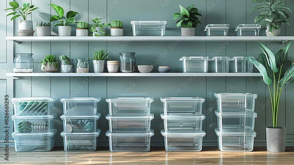Mockups of clear plastic storage containers, ideal for organizing ...