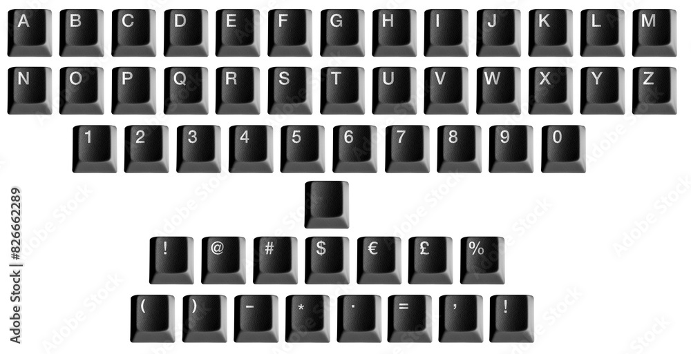Black Computer Keyboard keys Mega pack of letters, numbers and special ...