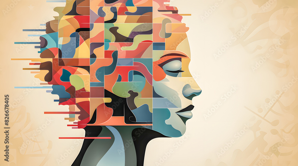 Creative Brainstorming Abstract Representation of a Human Head with ...