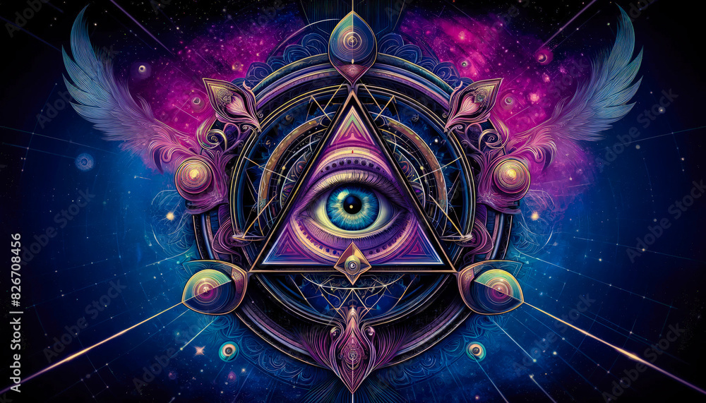 Complex And Mystical Illustration Featuring A Third Eye Within A ...