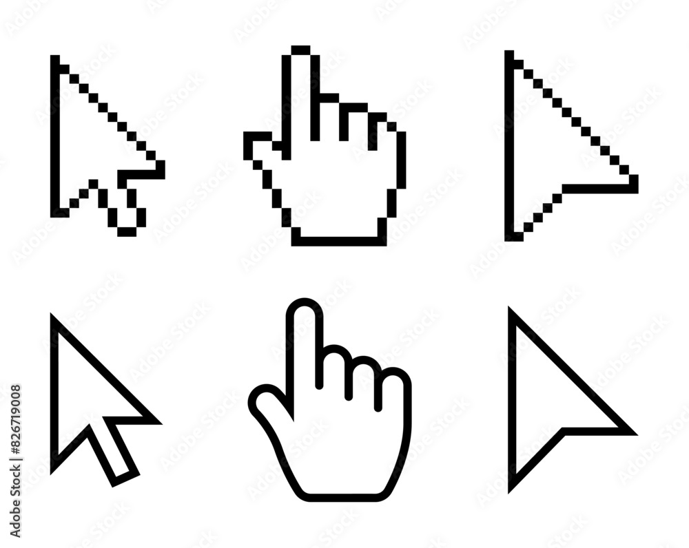 vector set of cursors. pointer, pixel, Stock Vector | Adobe Stock