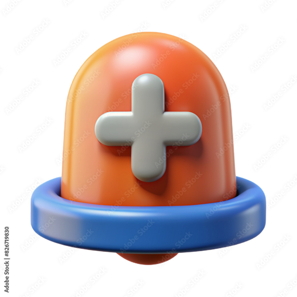 3D Medical Alert Symbol Icon with Orange and Blue Color Scheme isolated ...