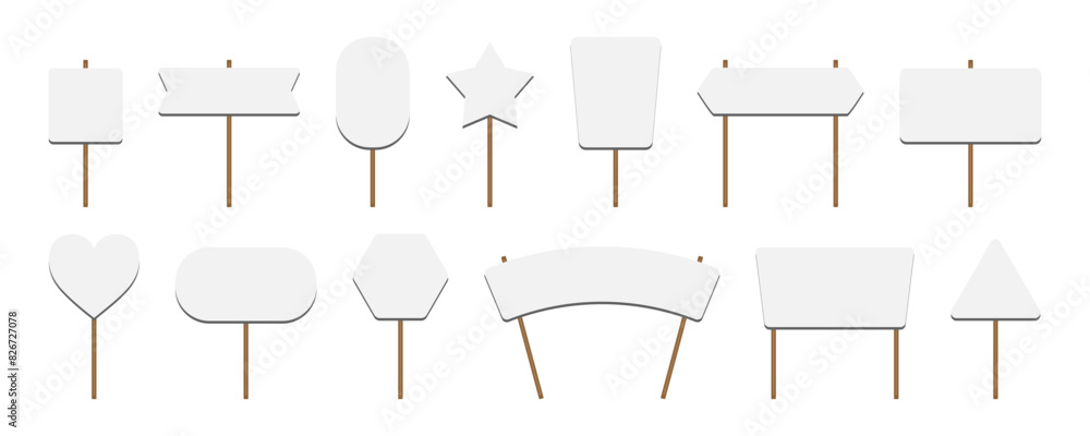 Picket sign set vector illustration, demonstration banner, protest ...