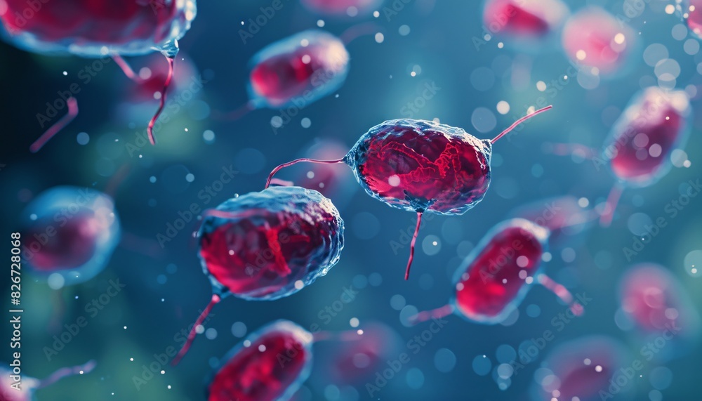 Illustration of clostridium tetani cell plain blue color scientific ...