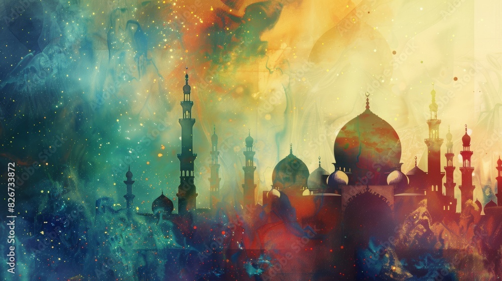 Abstract Islamic Background with a Dynamic Blend of Traditional Mosque ...
