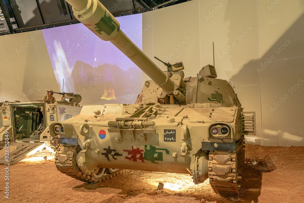 Royal Tank Museum, Amman, Jordan - May 4, 2024: American 155 mm gun ...