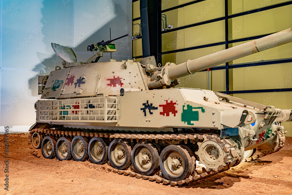 Royal Tank Museum, Amman, Jordan - May 4, 2024: American 155mm gun Self ...