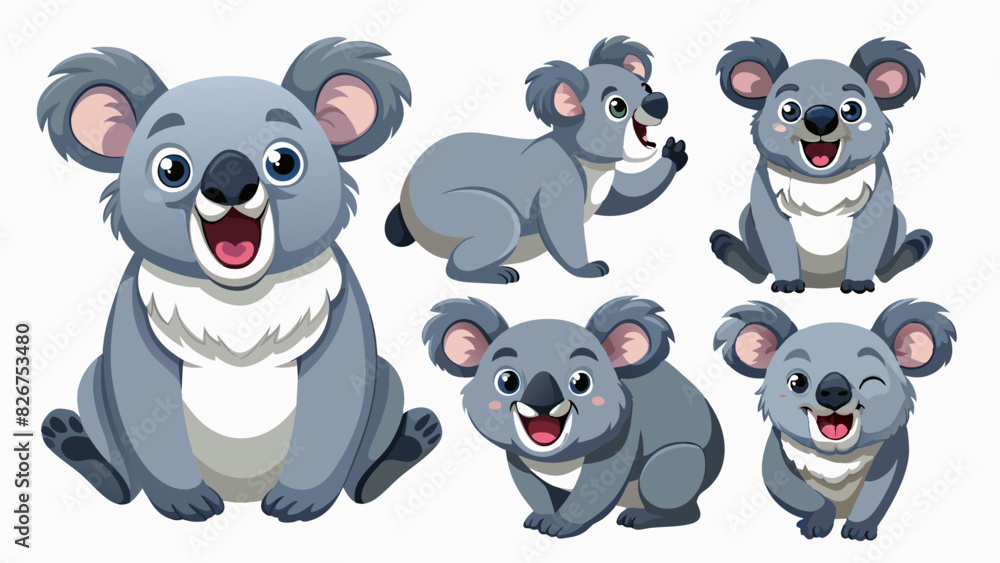 Koala Vector Set, In Different Poses Like Sitting And Standing ...