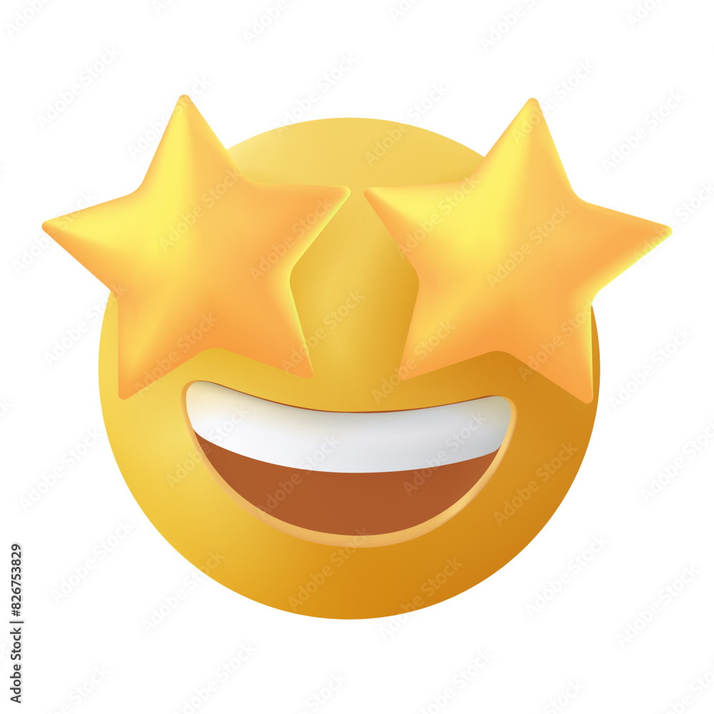 Starry eyed emoji. Love, excited emoji. Golden stars for eyes excited ...