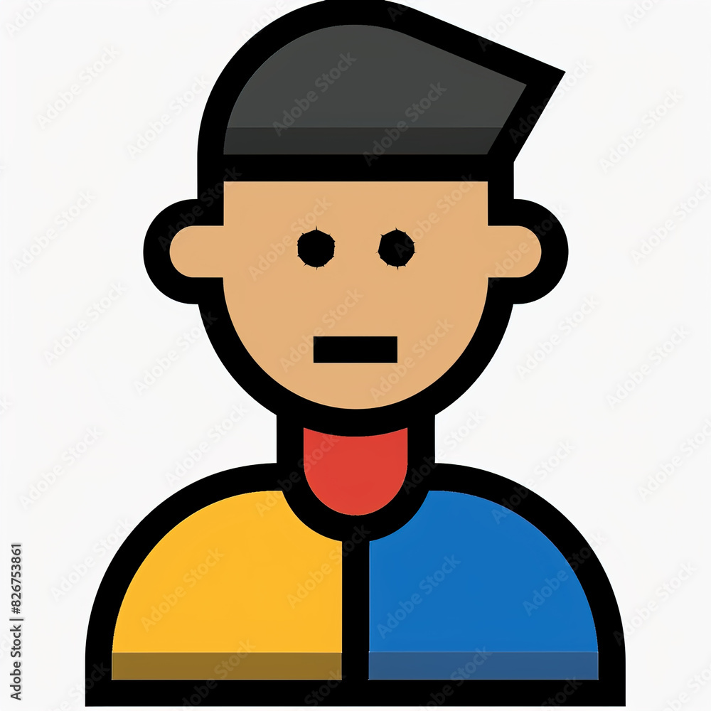 The image shows a stylized, flat-designed icon of a person's head and ...