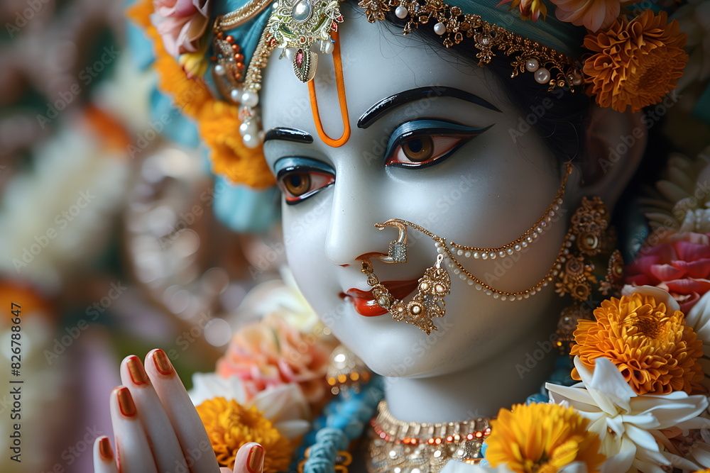 Divine Hindu goddess Radha, embodiment of love, in traditional dress ...