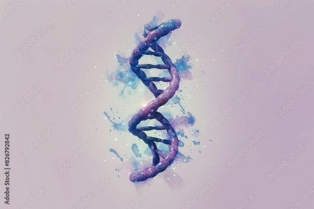 Ethereal pastel DNA strand emerges from mist, highlighting the ...