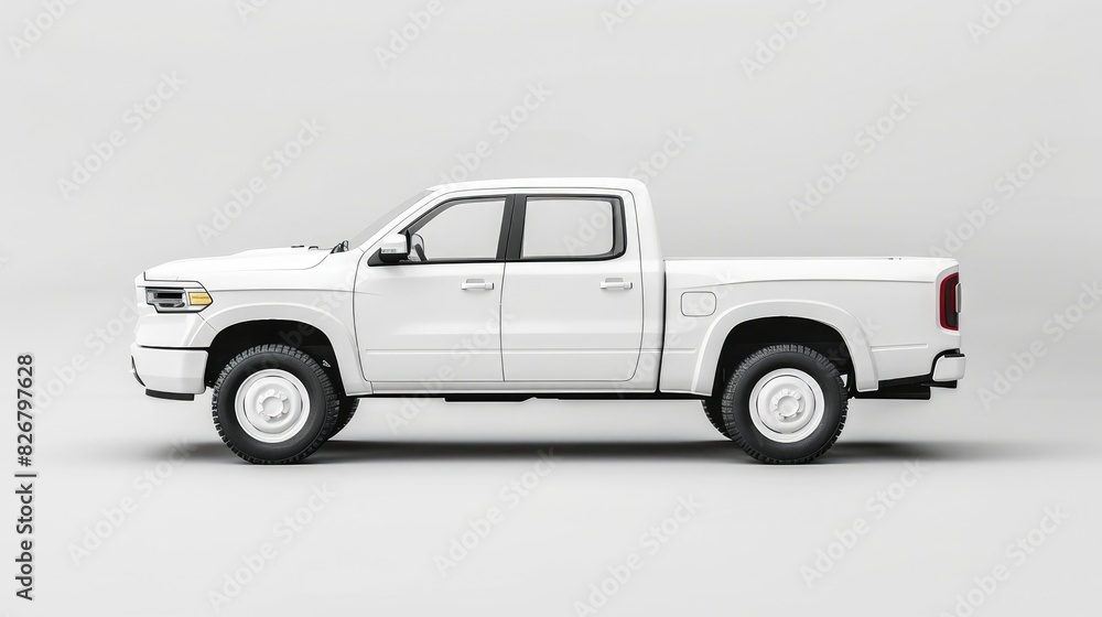 White pickup truck side view on white background ideal for mockups ...