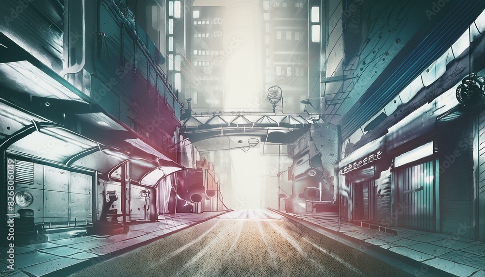 : Firefly Cyberpunk streets illustration, futuristic city, dystopic ...