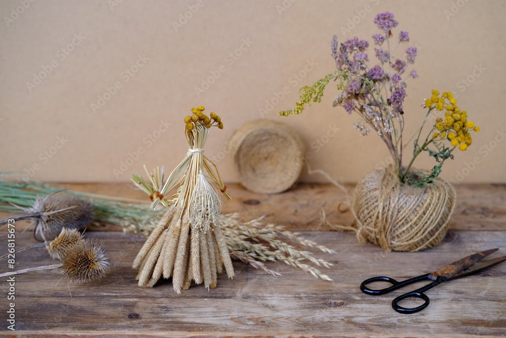 ritual doll made of straw, grass in honor rich harvest, scarecrow for ...