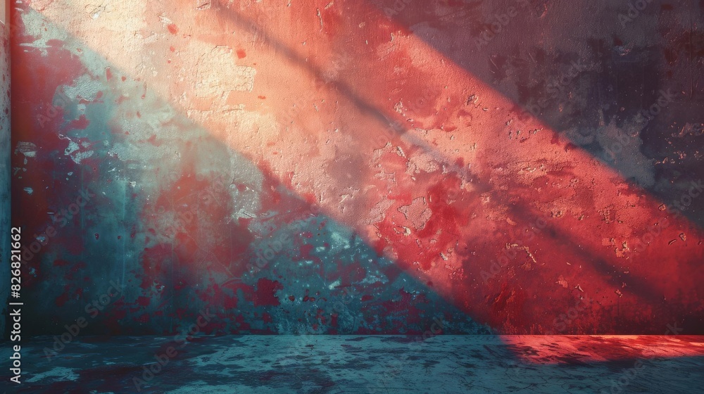 Create a cinematic background of a grunge concrete wall with red ...
