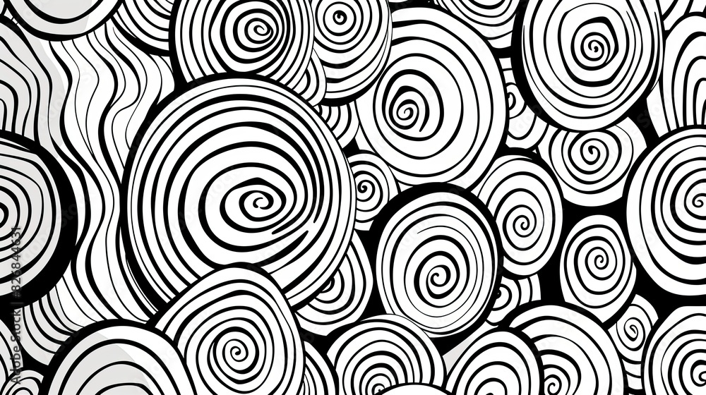 coloring page, simple pattern of rounded rectangles, black and white ...