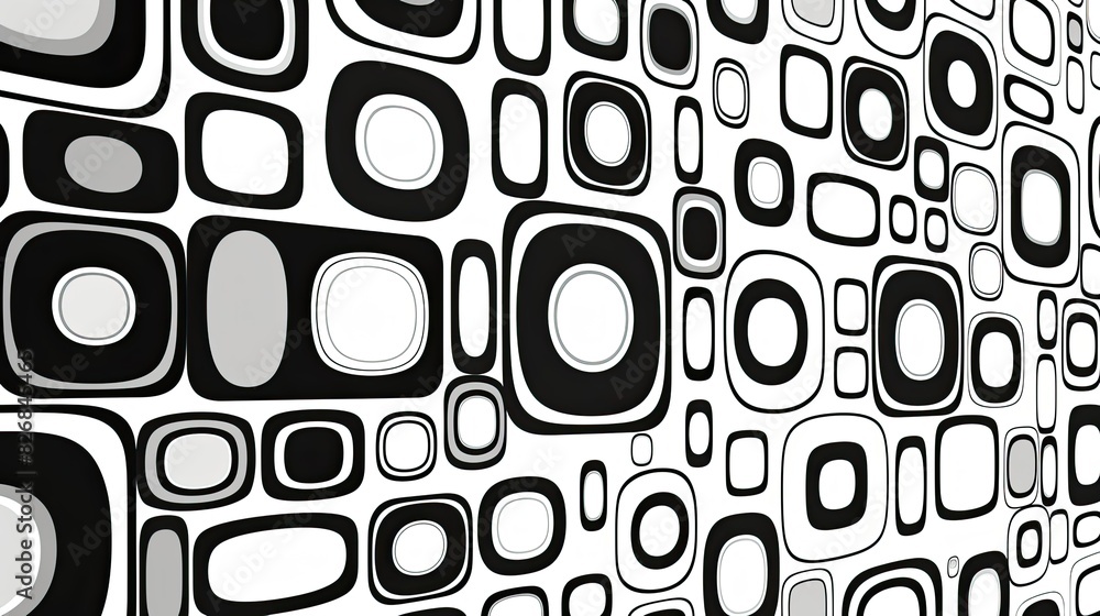 coloring page, simple pattern of rounded rectangles, black and white ...