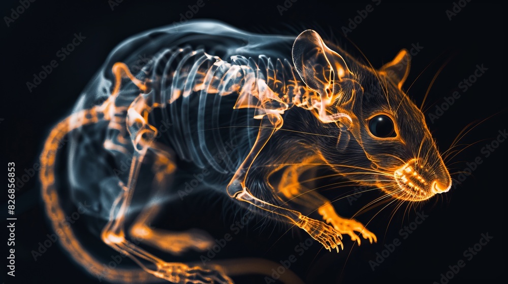 X-ray film of a rat detailing bone structure and alignment. X Ray ...
