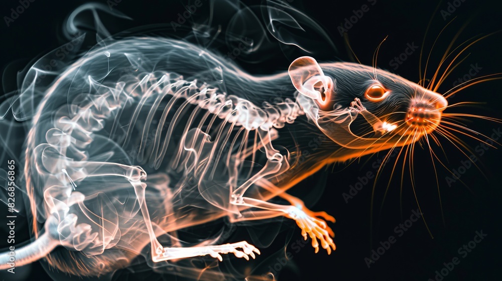 X-ray film of a rat detailing bone structure and alignment. X Ray ...