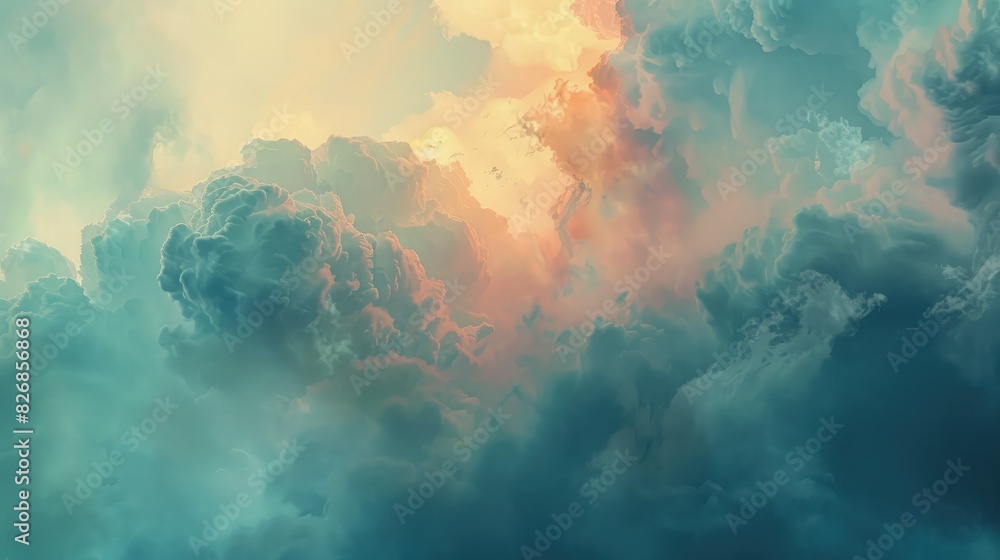 cloudy sky with different shapes and sizes of clouds, creating a ...