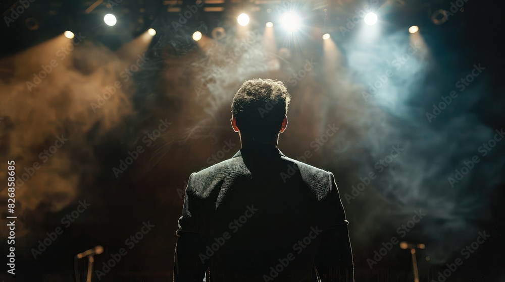 A spotlight shining on an actor delivering a powerful monologue on ...
