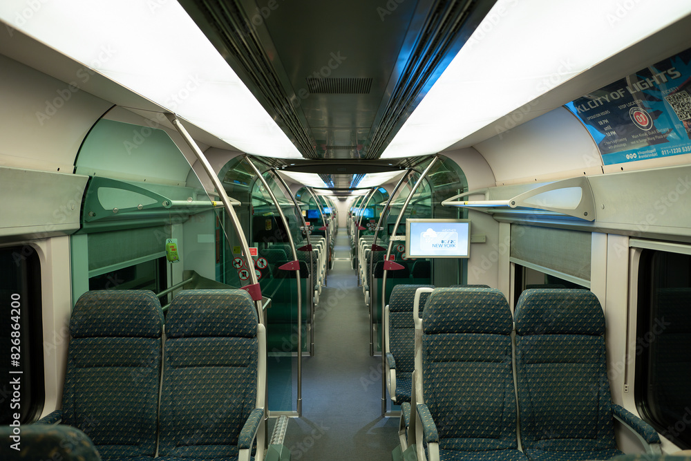 KUALA LUMPUR, MALAYSIA - MARCH 05, 2023: interior shot of KLIA Ekspres ...