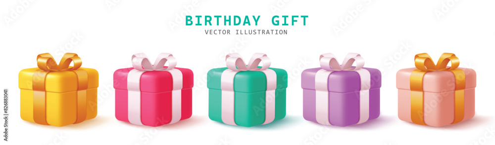 Birthday gift elements vector set design. Birthday gifts box surprise ...