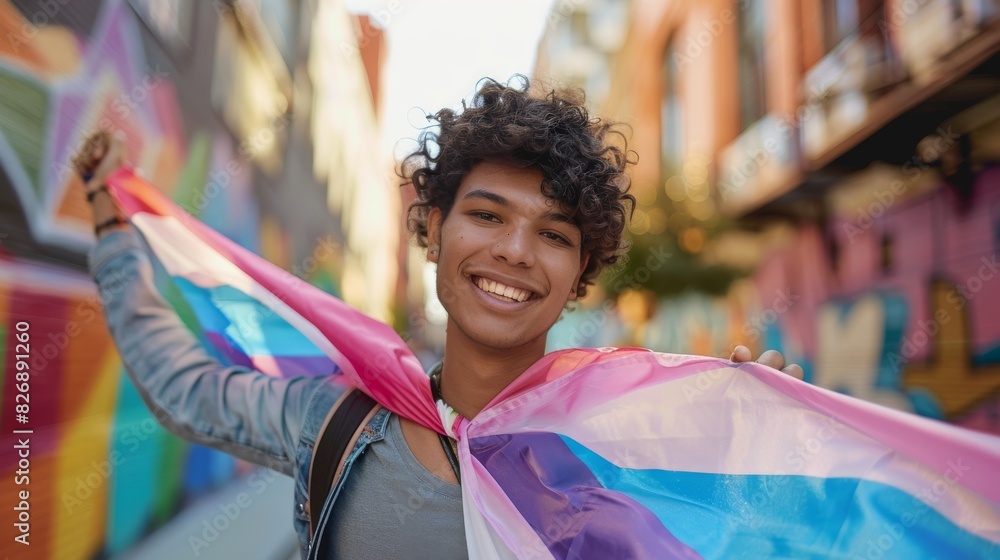 Urban LGBTQ+ pride photo with diverse representation. Transgender pride ...
