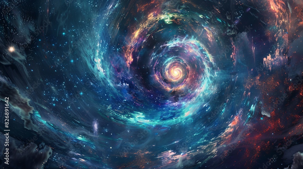 Mystical dimension with an enigmatic portal surrounded by a vibrant ...