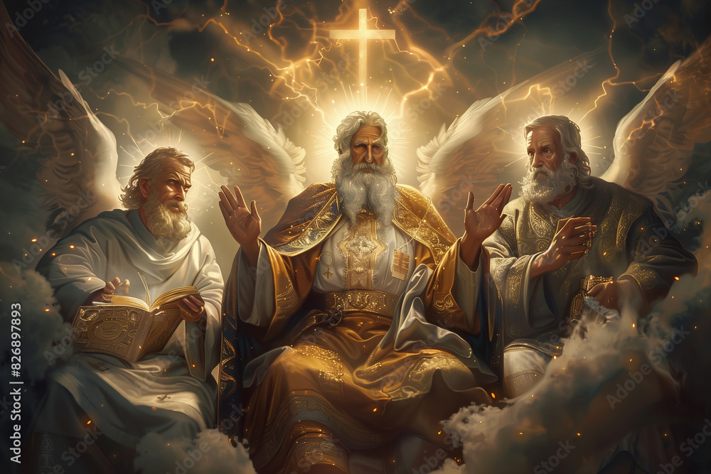 The Holy Trinity: the Father, the Son, and the Holy Spirit. Digital ...