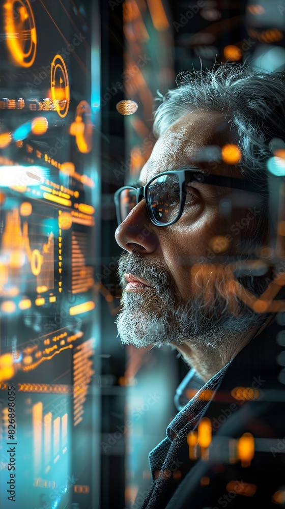 Double exposure, human resources manager and digital resource ...