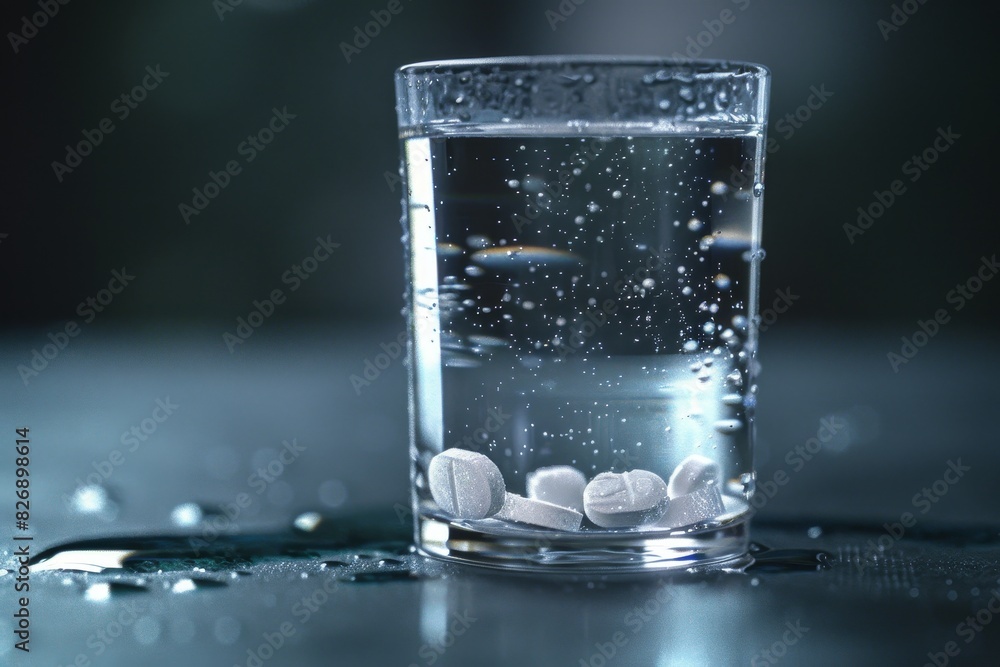 Effervescent tablets dissolving in water - A close-up shot of effervescent tablets creating ...