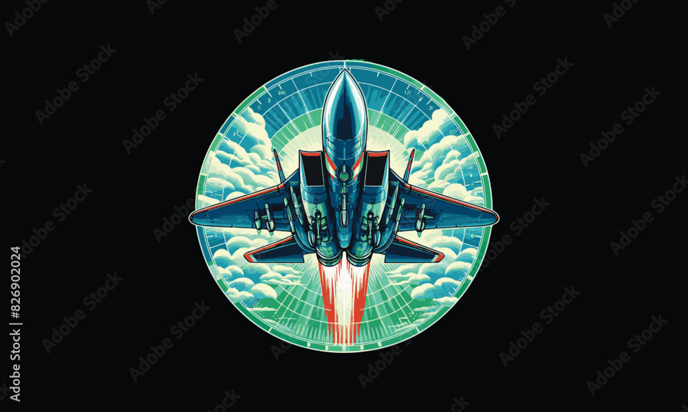 Jet flying design logo, plane flying, jet tshirt design, round, circle ...