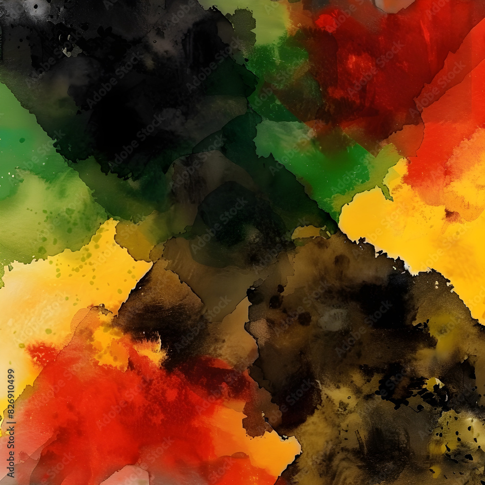Juneteenth inspired abstract watercolor background with traditional red ...
