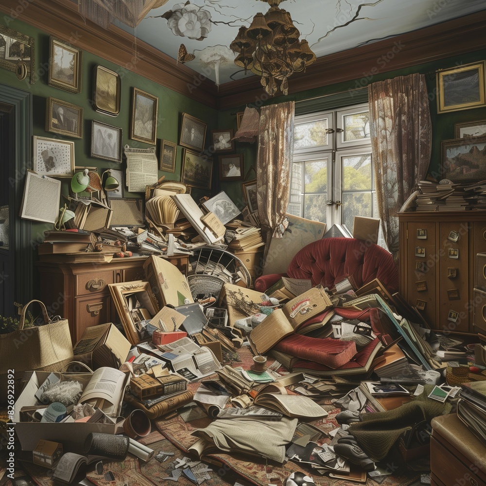 Foto de Messy Room Hoarding Interior of House Hoarding Disorder Mental ...