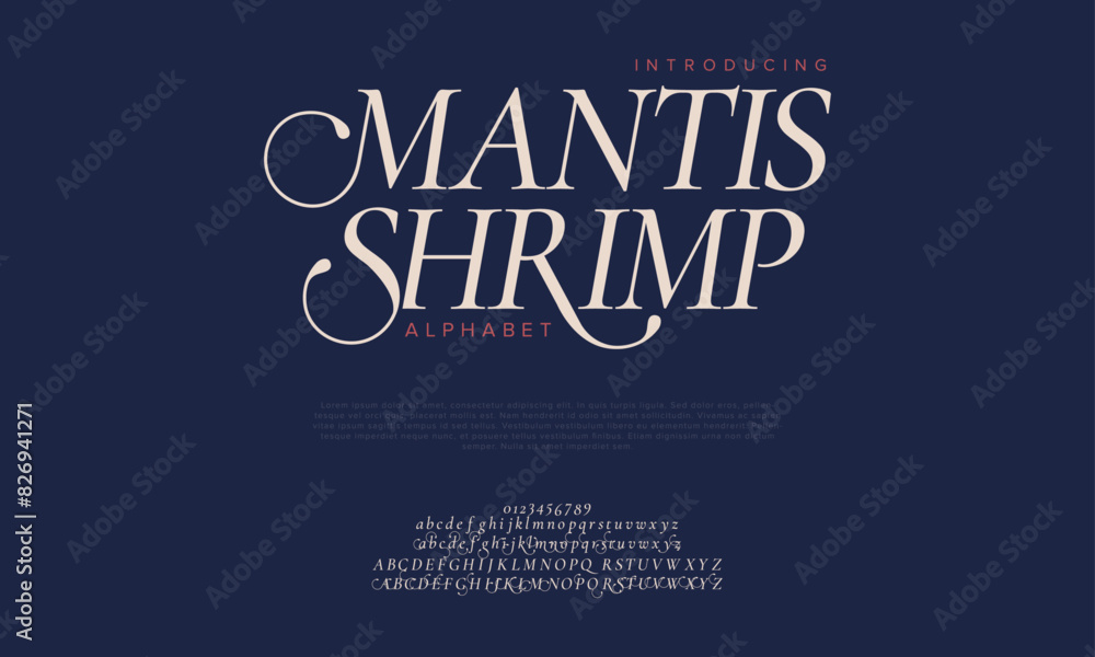 Mantis premium luxury elegant alphabet letters and numbers. Vintage ...