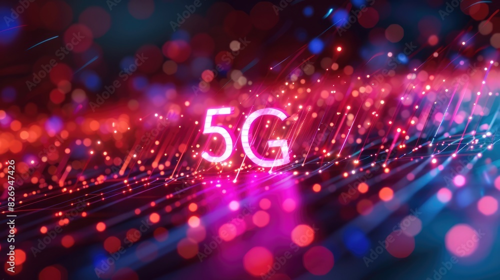 Text 5G, fifth generation of cellular technology, faster data speeds ...