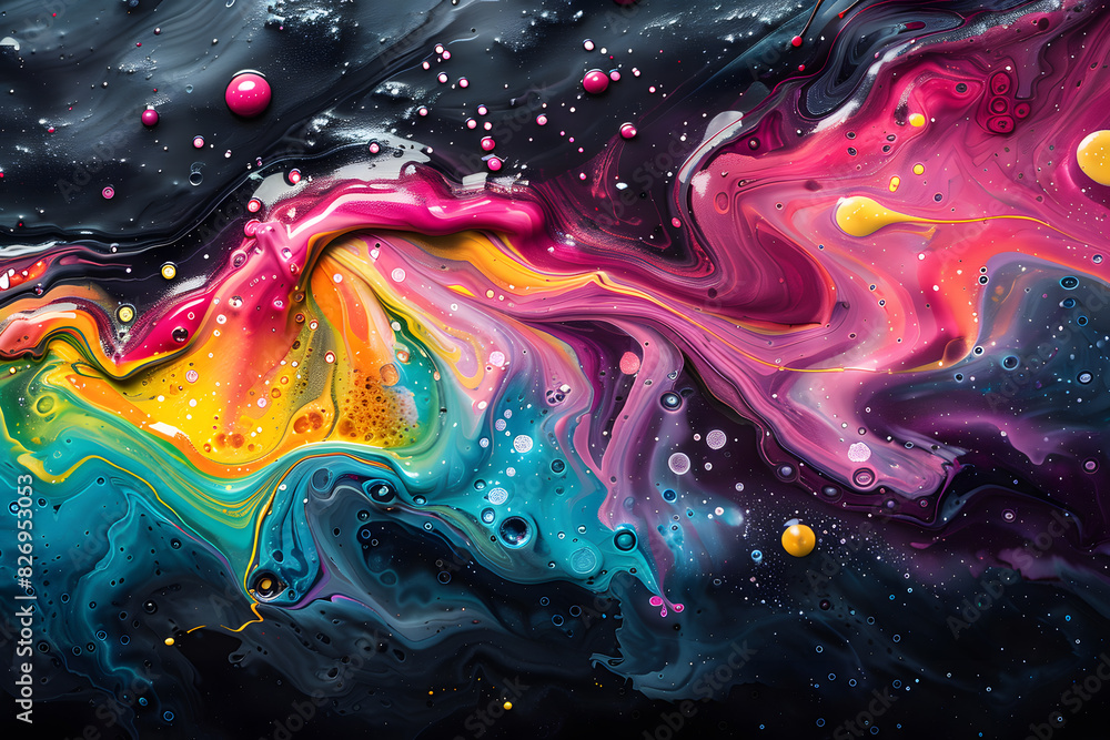 Colorful Background with abstract liquid paint textures in bold colors ...